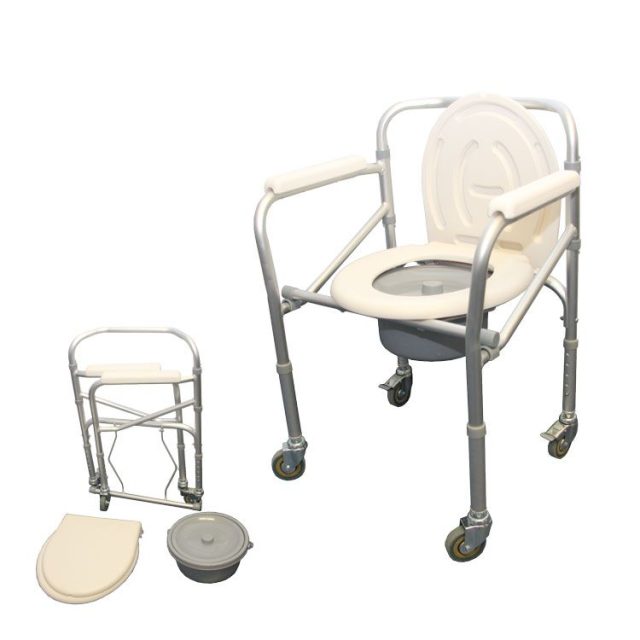 Buy Padded Steel Commode Chair with Wheels - Bathroom Safety Canada