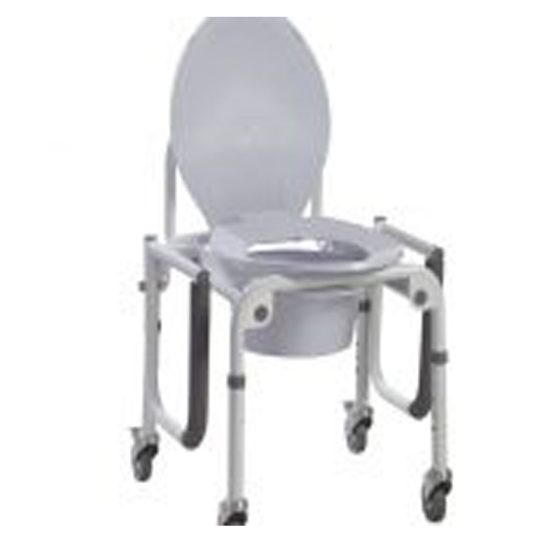 Buy Steel Drop-Arm Commode with Wheels and Padded Armrests – Bathroom ...